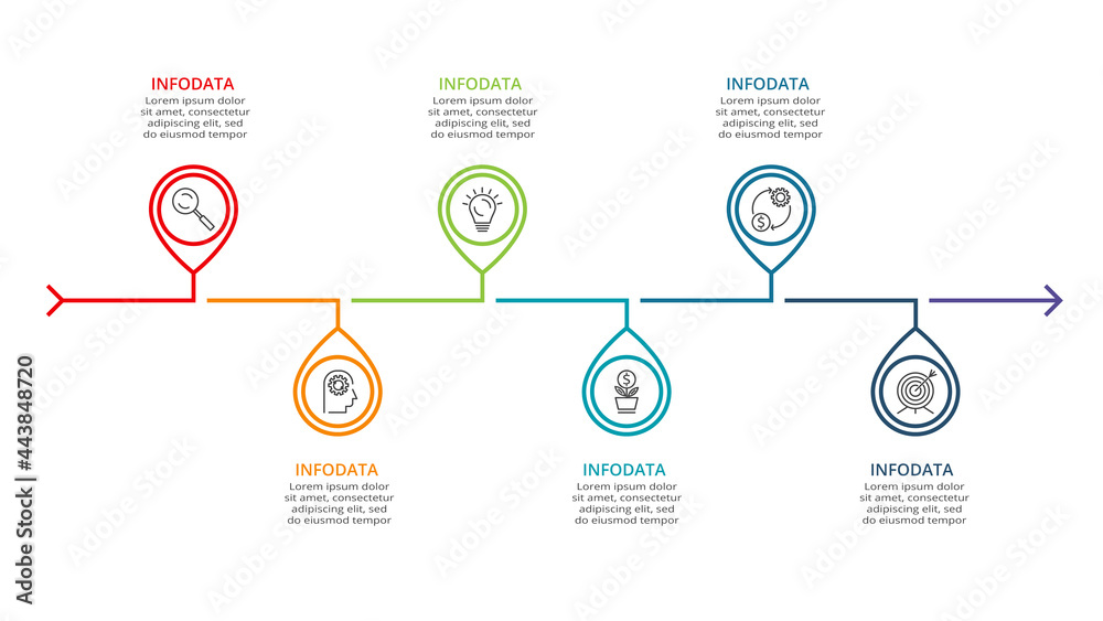 Timeline with 7 elements, infographic template for web, business ...