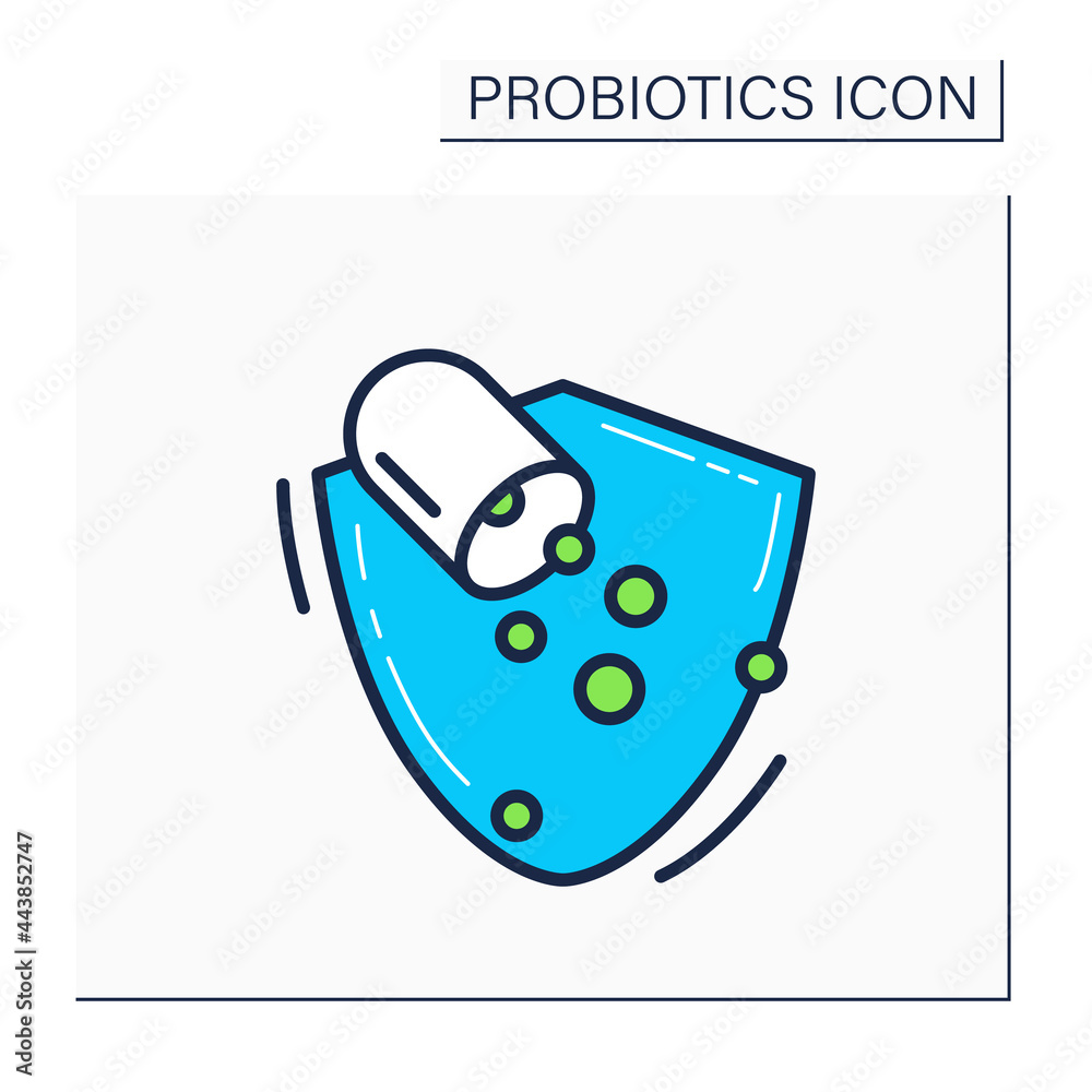 Probiotics in capsule color icon.Probiotic supplement for healthy ...