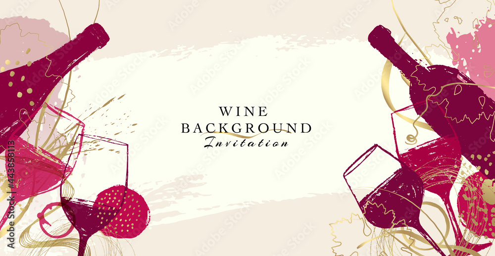 Elegant wine background design. Modern illustration wine glass and ...