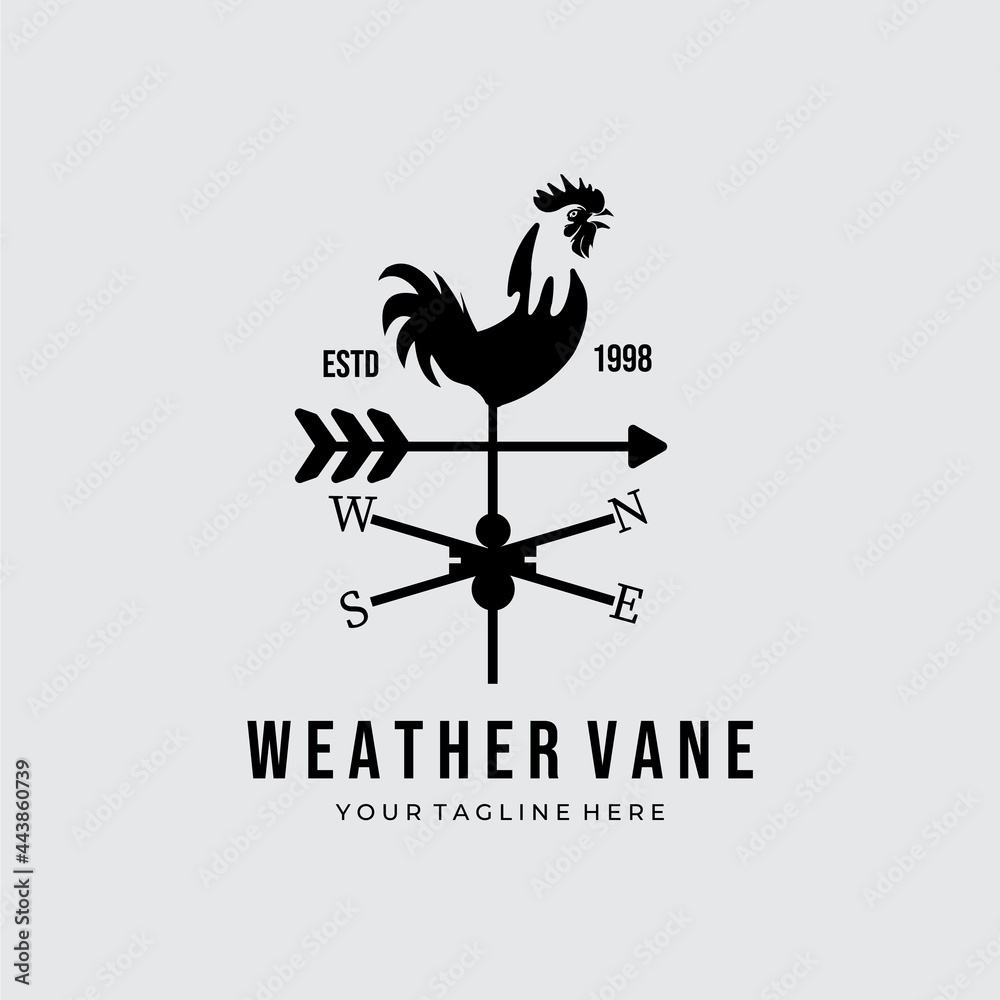 rooster wind direction logo vector illustration template design graphic ...
