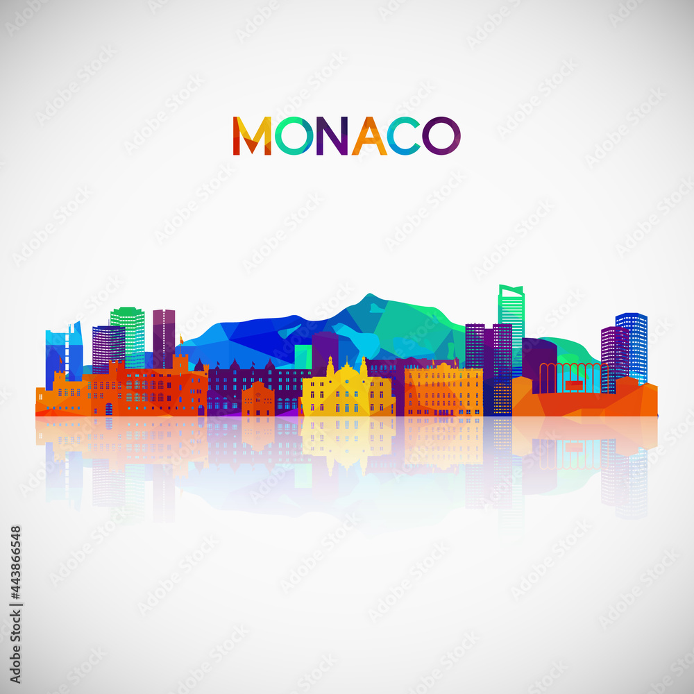 Monaco skyline silhouette in colorful geometric style. Symbol for your ...