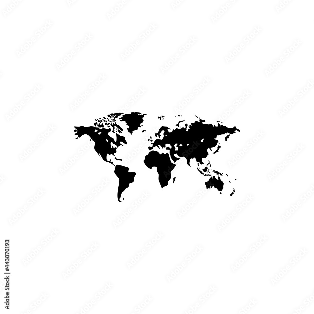 World map vector, isolated on white background. Flat Earth, gray map ...