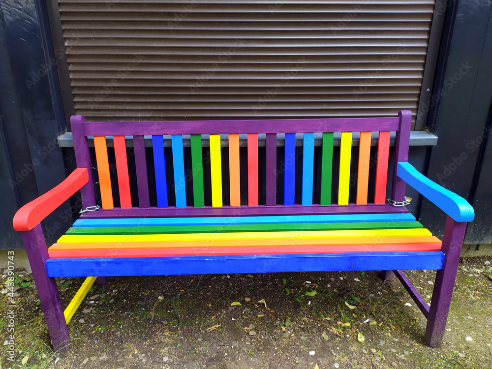 Foto de Colorful bench with different shiny colors as symbol for ...