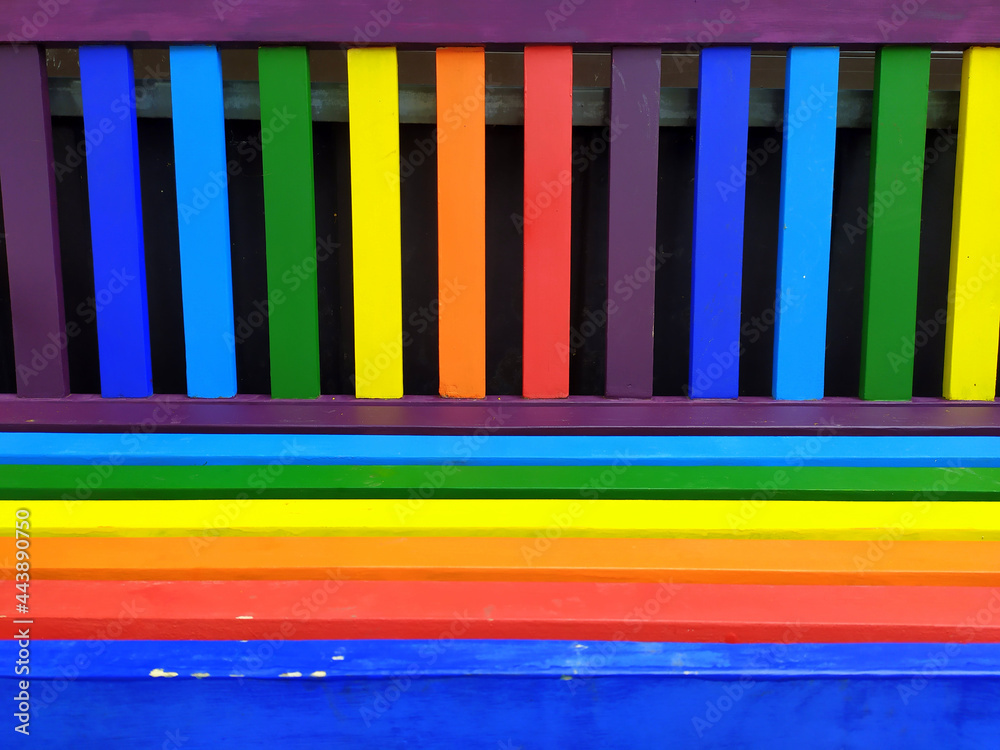 Colorful bench with different shiny colors as symbol for variety and ...
