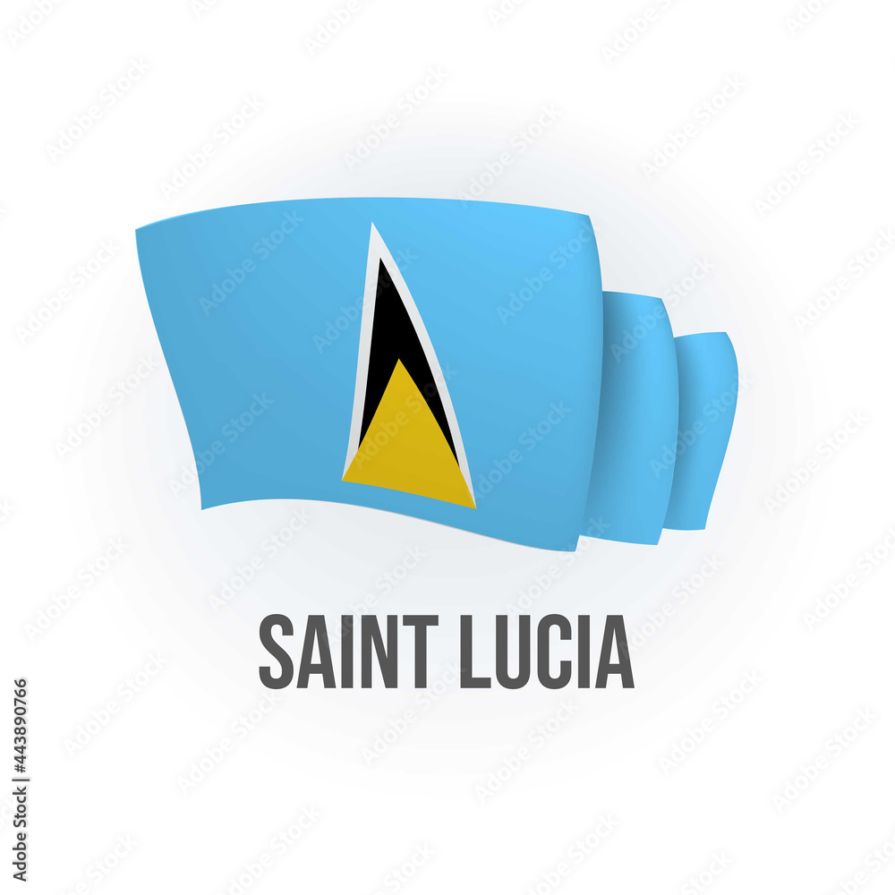 Saint Lucia vector flag. Bended flag of Saint Lucia, realistic vector ...