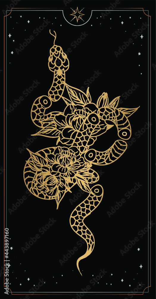 tarot cards esoteric mystical magic celestial talisman with snake, sun ...