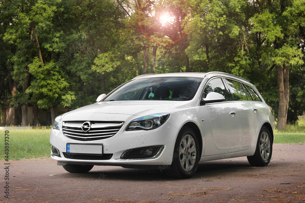 Chernihiv, Ukraine - June 16, 2018: White family car Opel Insignia in ...