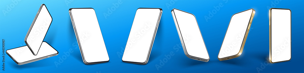 Cellphone frame with blank display isolated templates, phone different ...