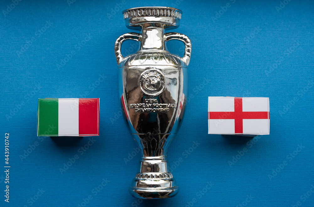 July 4, 2021 London, United Kingdom. Flags of the participants of the ...