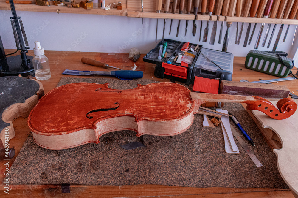 Luthier's workshop where it take restoration of a violin Stock Photo ...