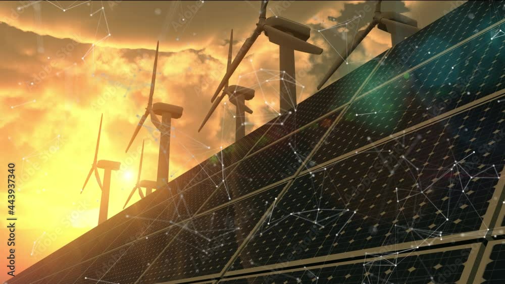 solar cell plant and wind generators connected to smart grid.Energy ...