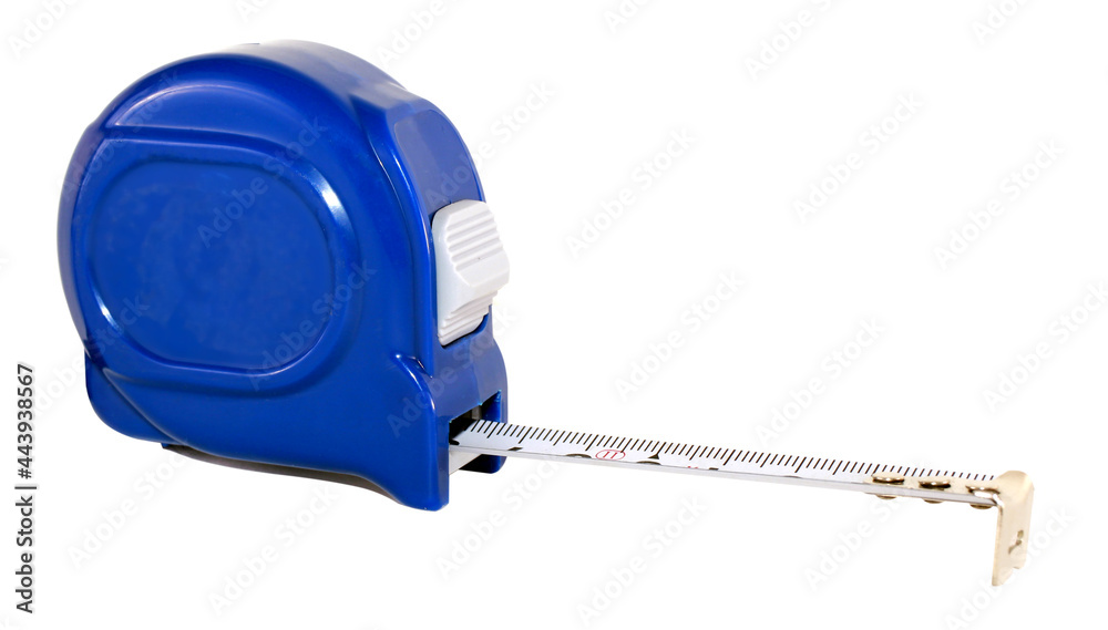 the measuring tool for work in construction, blue color isolated on a ...