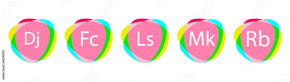 floating logos of letter designations, abbreviated abbreviation ...