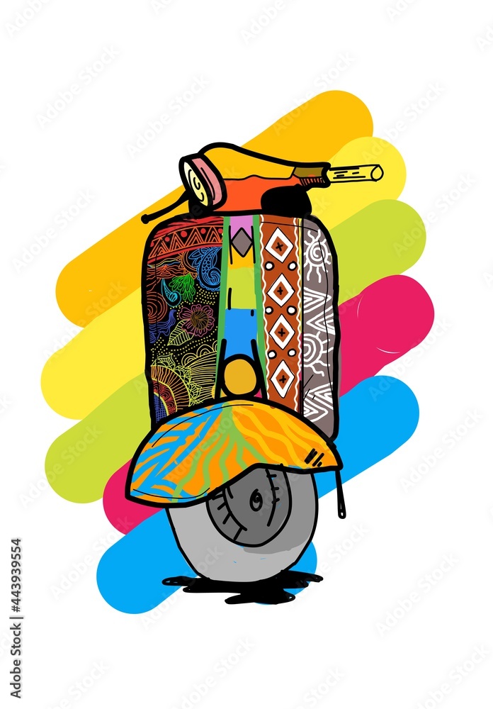 Vespa full color Stock Illustration | Adobe Stock