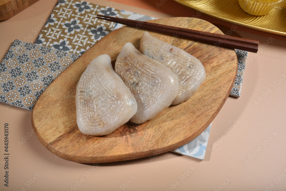 traditional chinese teo chew steam salted sticky rice peach cake kueh ...