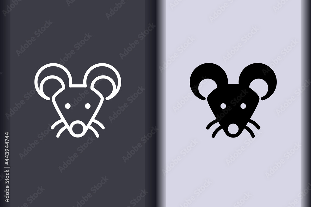 Vector rat, mouse minimal flat icon simple concept design. Curve line ...
