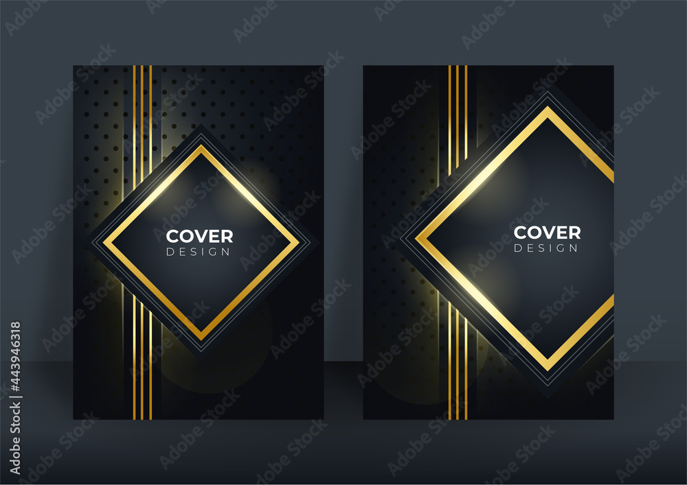 Modern black gold cover design set. Luxury creative line pattern in ...
