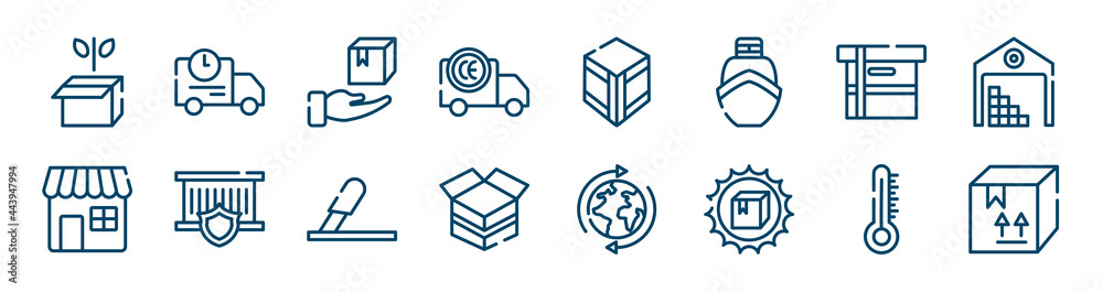 boxes icons set such as shipping truck, european conformancy, small ...
