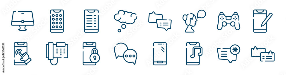 chatting icons set such as phone menu, thinking bubble, ps4 controller ...