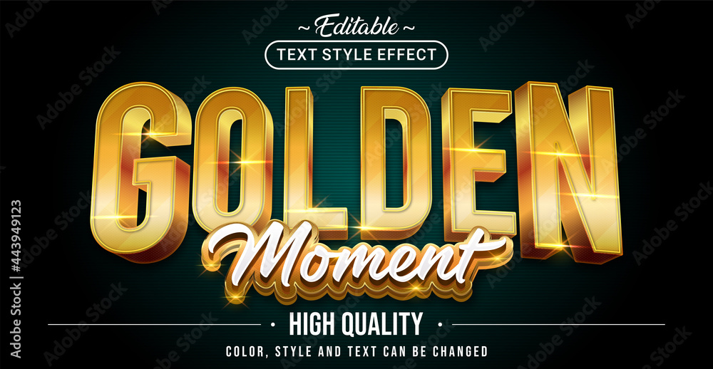 Editable text style effect - Golden Moment text style theme. Stock ...