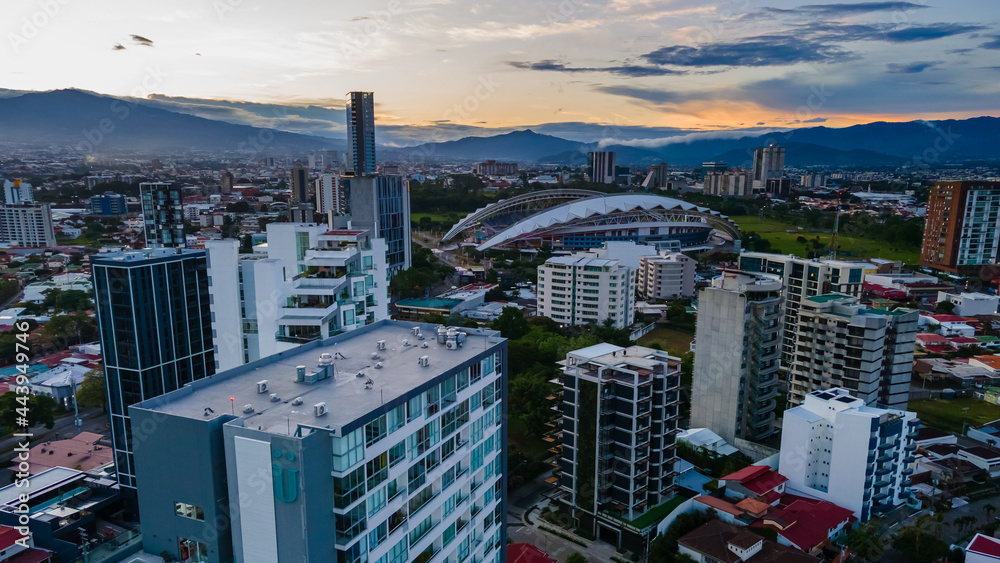 Beautiful aerial view of the City of San Jose Costa Rica, near the ...