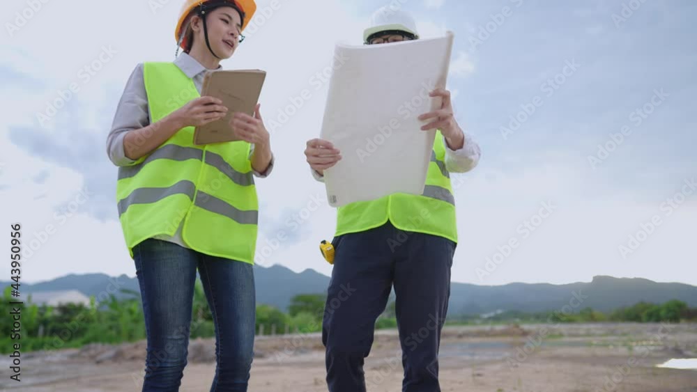 A two dedicated engineer workers on an analyzing process or designing ...