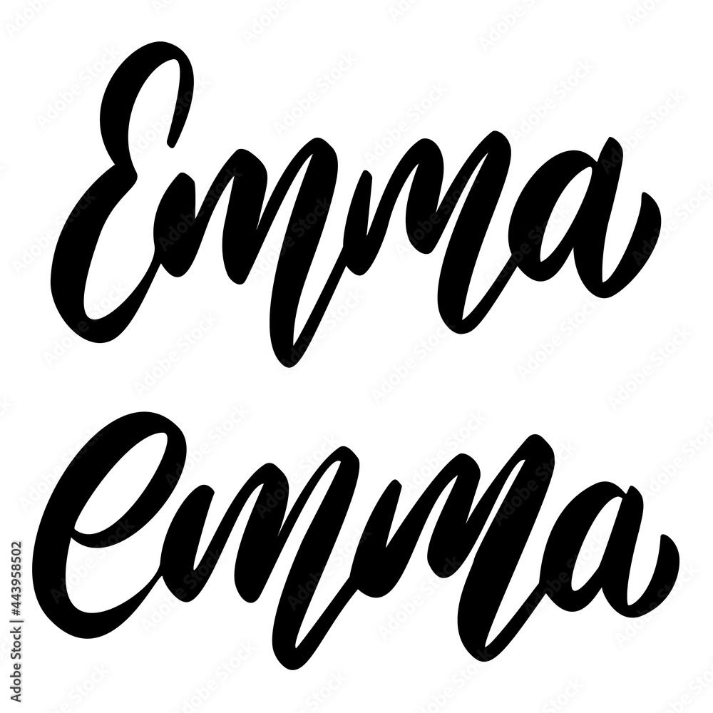 Emma. Lettering phrase on white background. Design element for greeting ...