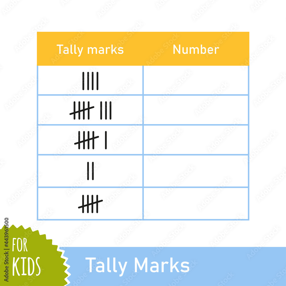 Math task with tally marks. Counting game for preschool and school ...