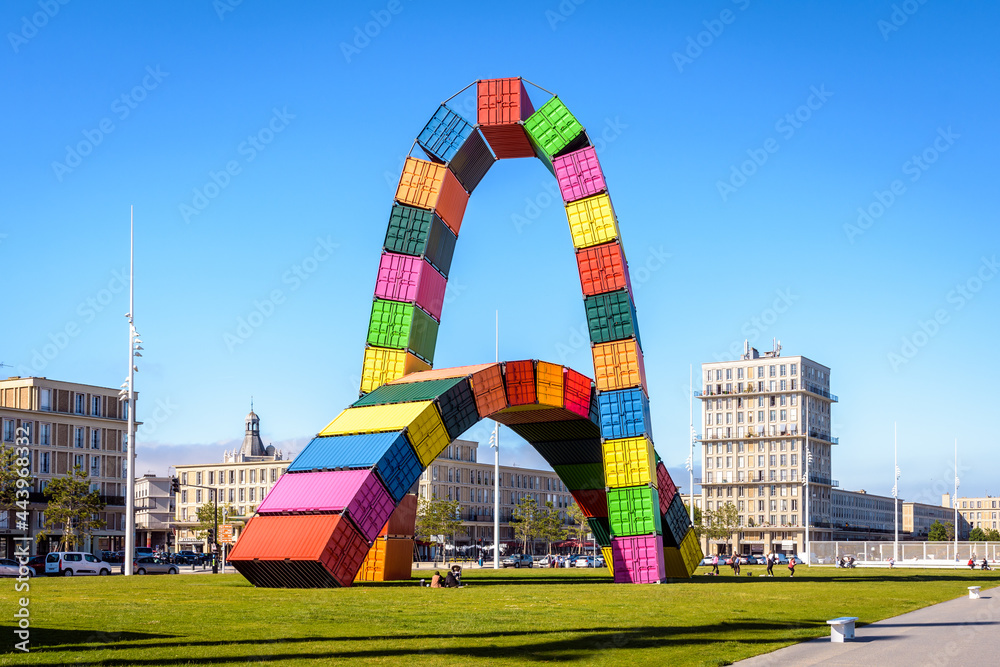 Le Havre, France - June 7, 2021: The "Catène de containers" is an art ...