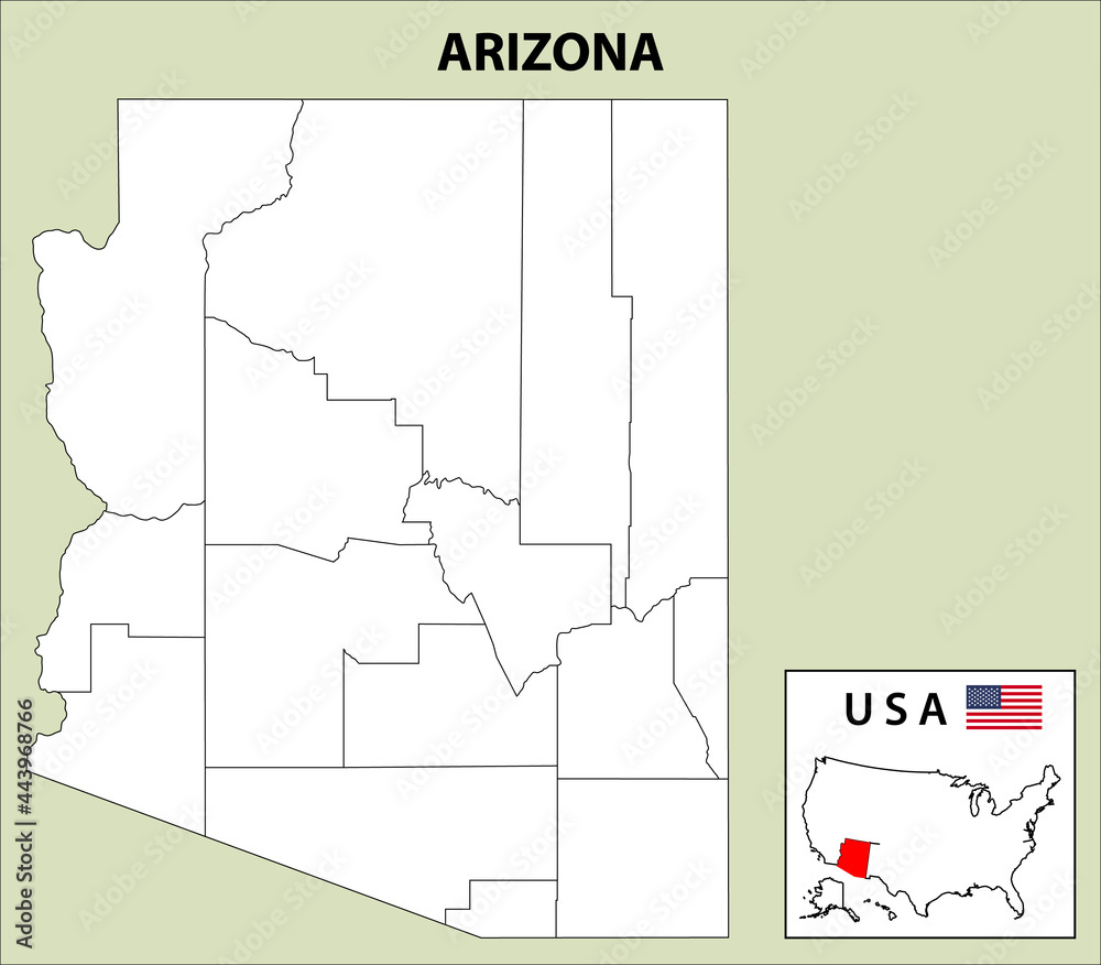 District map of Arizona in Outline. Stock Illustration | Adobe Stock