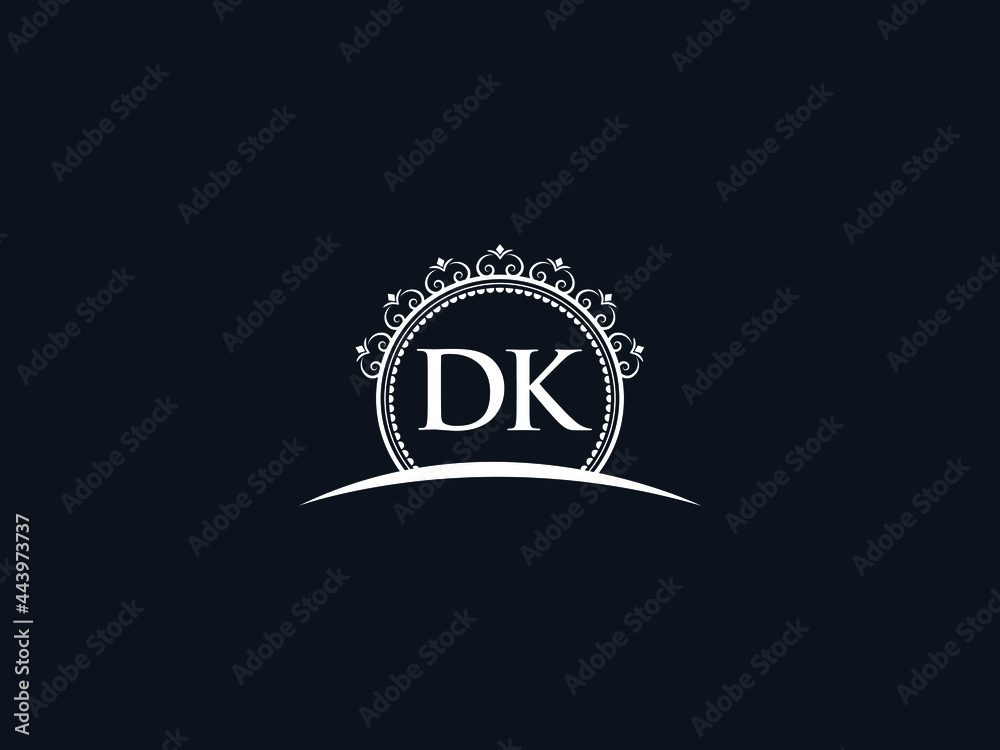 Luxury DK Letter, initial Black dk Logo Icon Vector For Hotel Heraldic ...
