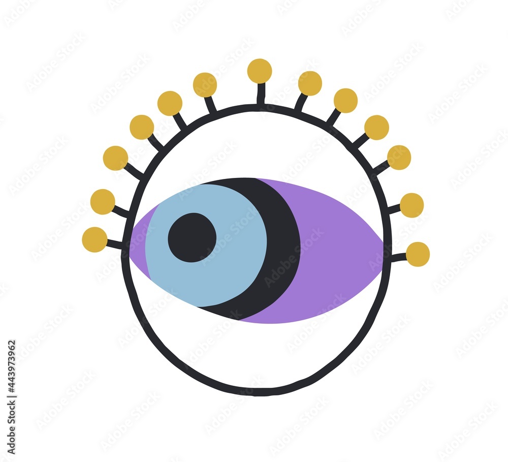 Magic evil eye in circle. Esoteric spiritual eyeball with eyelashes ...