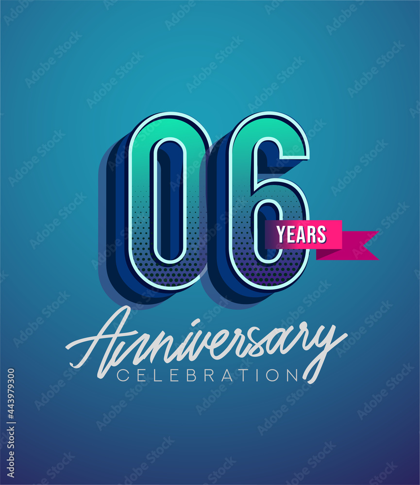 6th Anniversary Logo Design With Ribbon, Elegant Anniversary Logo With ...