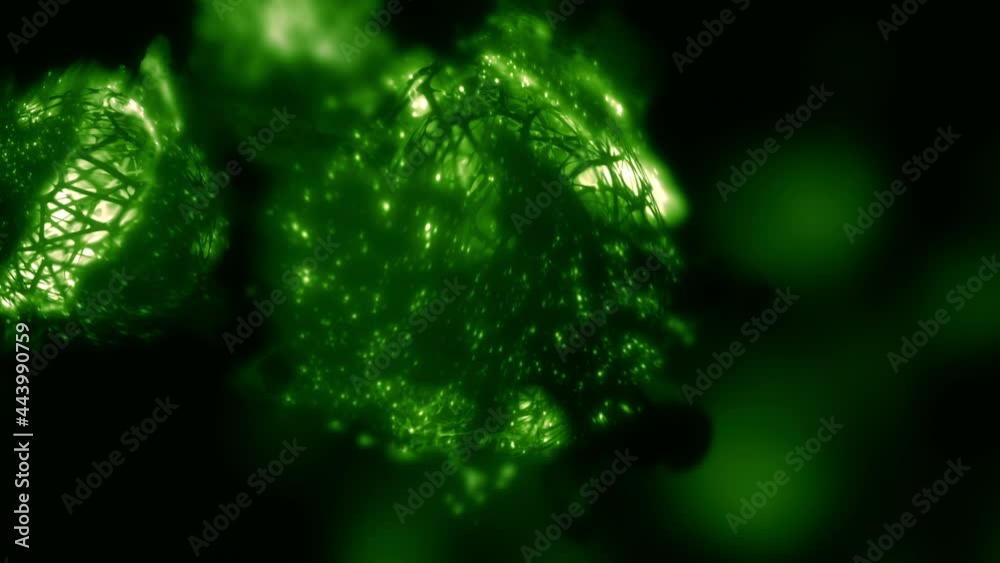 Microbial Biofuel energy cell in macroscopic view. Concept 3D animation ...