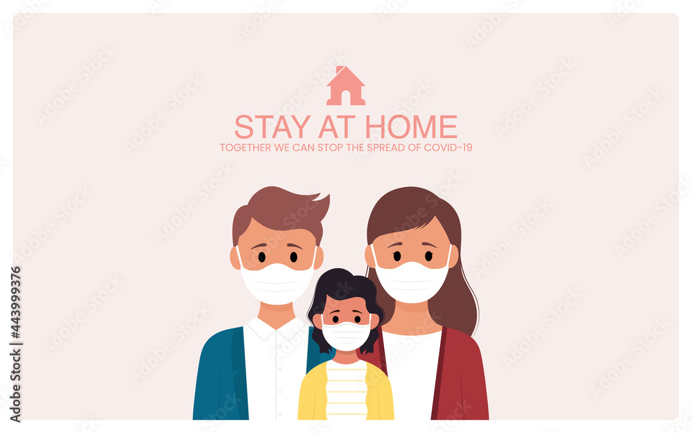 Young parents and children stay at home to prevent from corona virus ...