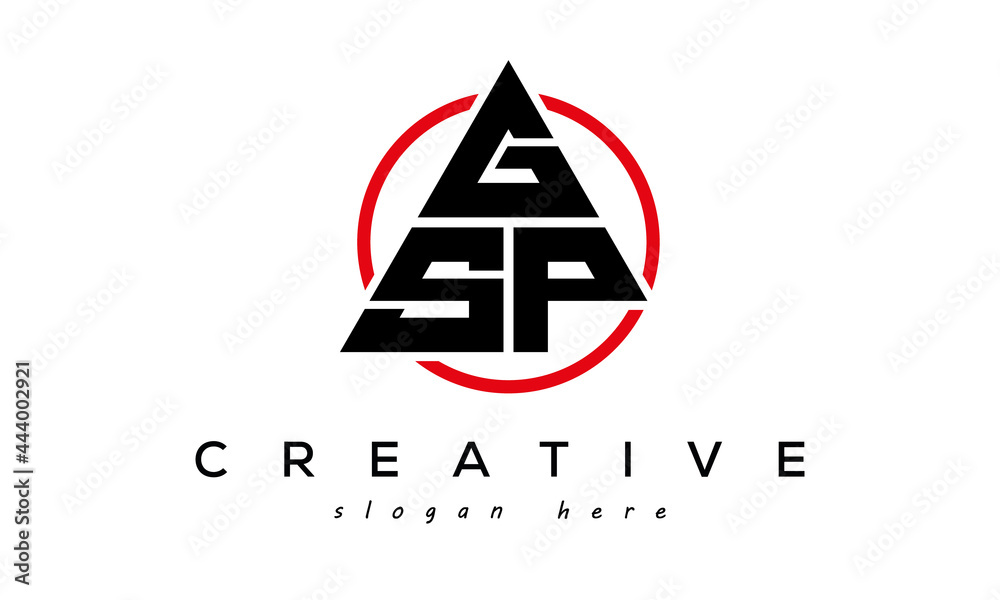 GSP triangle letter logo with circle Stock Vector | Adobe Stock