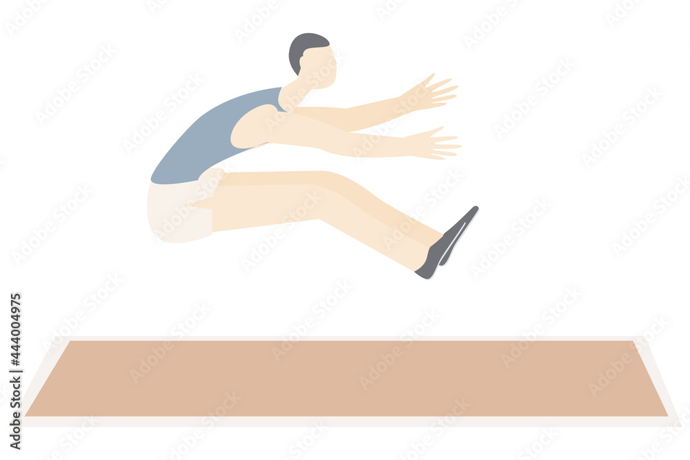 Long jump Male athlete jumping at stadium Vector flat sport people ...