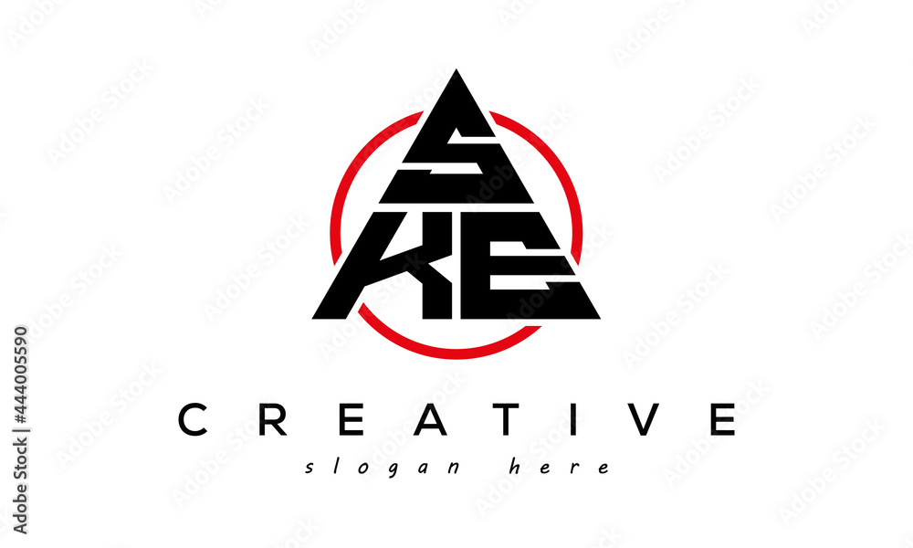 SKE triangle letter logo with circle Stock Vector | Adobe Stock