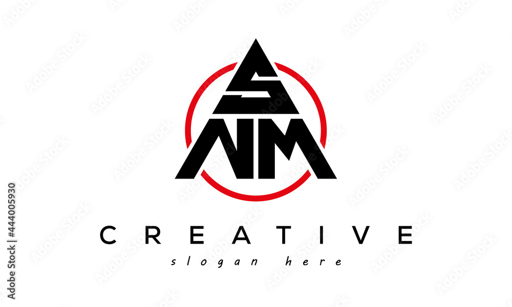 SNM triangle letter logo with circle Stock Vector | Adobe Stock