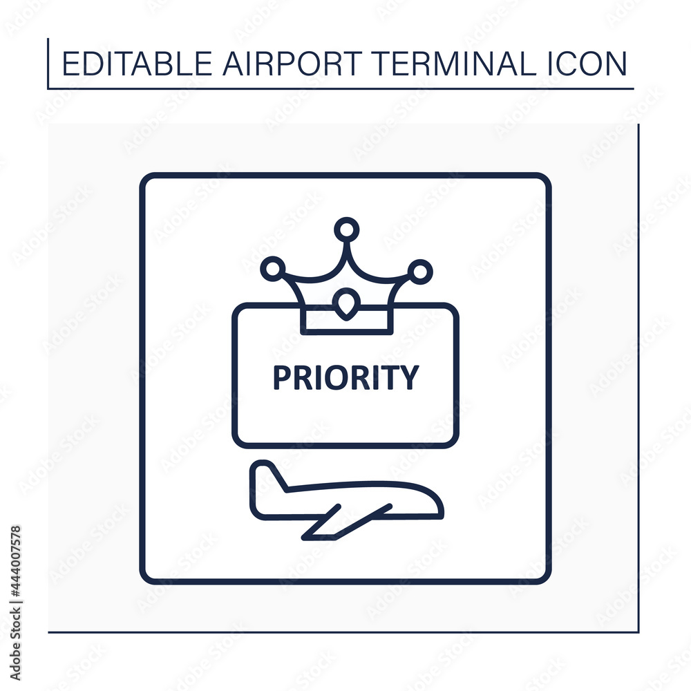 Priority pass line icon. Space to relax and refresh before flight ...