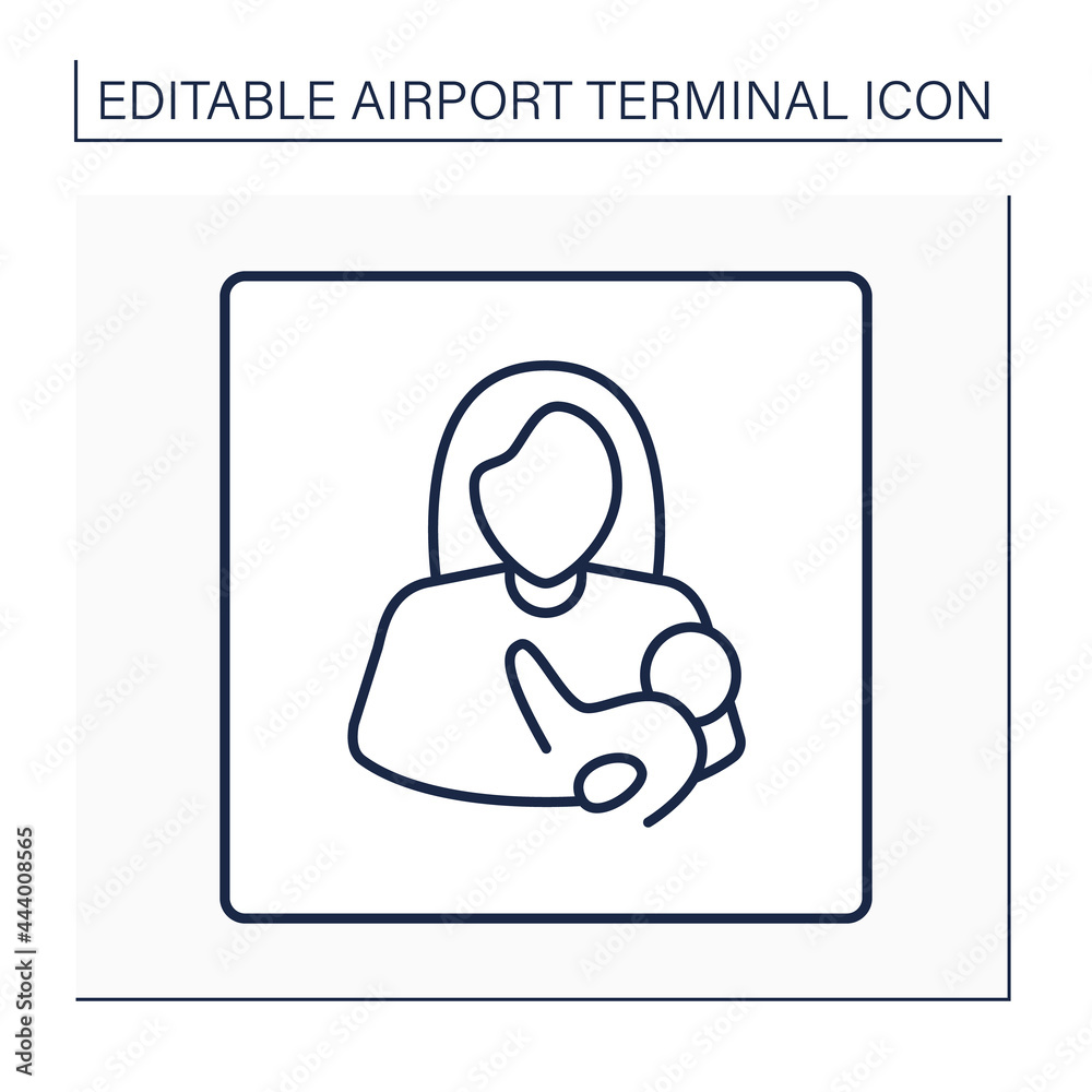 Nursing room line icon. Breastfeeding, lactation room.Pointer. Private ...