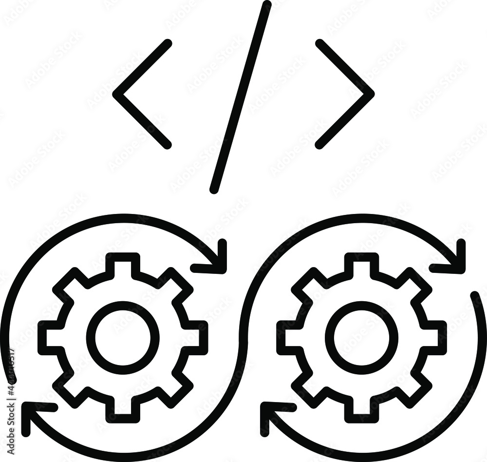 Secured DevOps line icon transparent background vector illustration ...