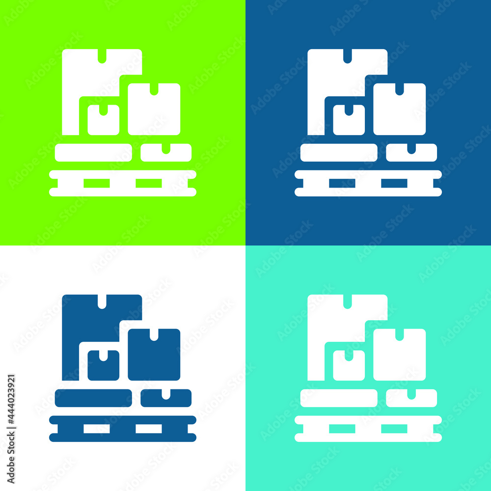 Boxes Flat four color minimal icon set Stock Vector | Adobe Stock