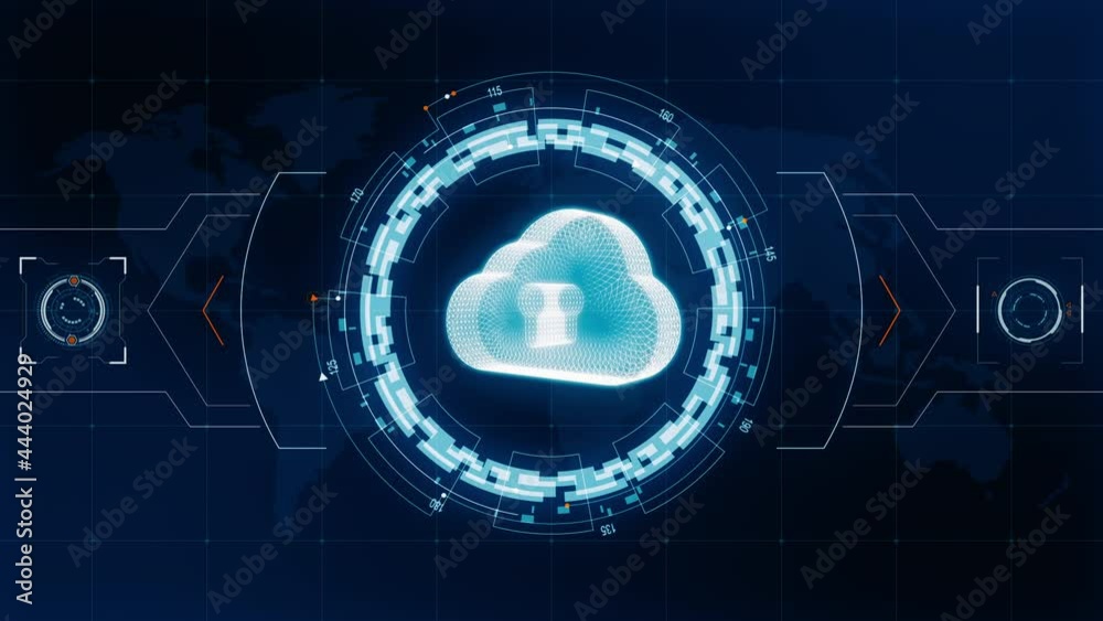Motion graphic of Blue digital 3D cloud computing logo with head up ...
