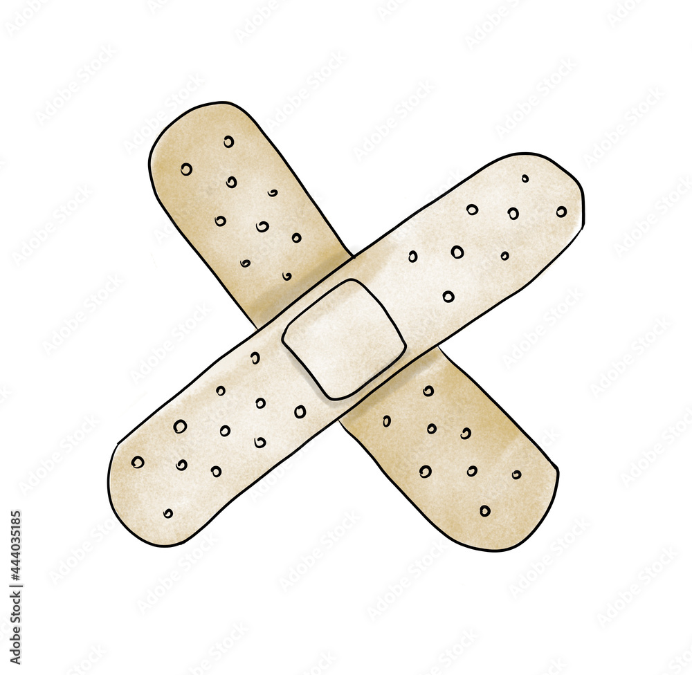 Adhesive Bandage elastic Medical Plaster. Cartoon illustration of band ...