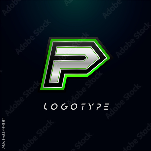 Letter P for video game logo and super hero monogram. Sport gaming ...