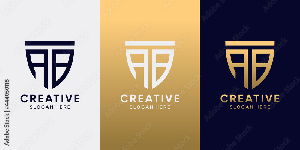 Symbol of shield logo design initial letter AB with line art and modern ...