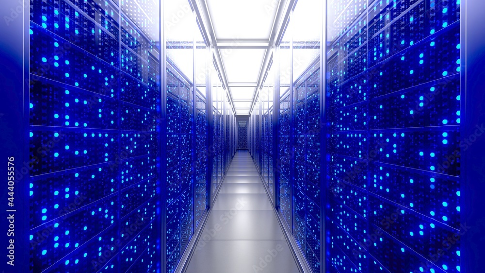 Server racks in server interior room data center. Server room center ...