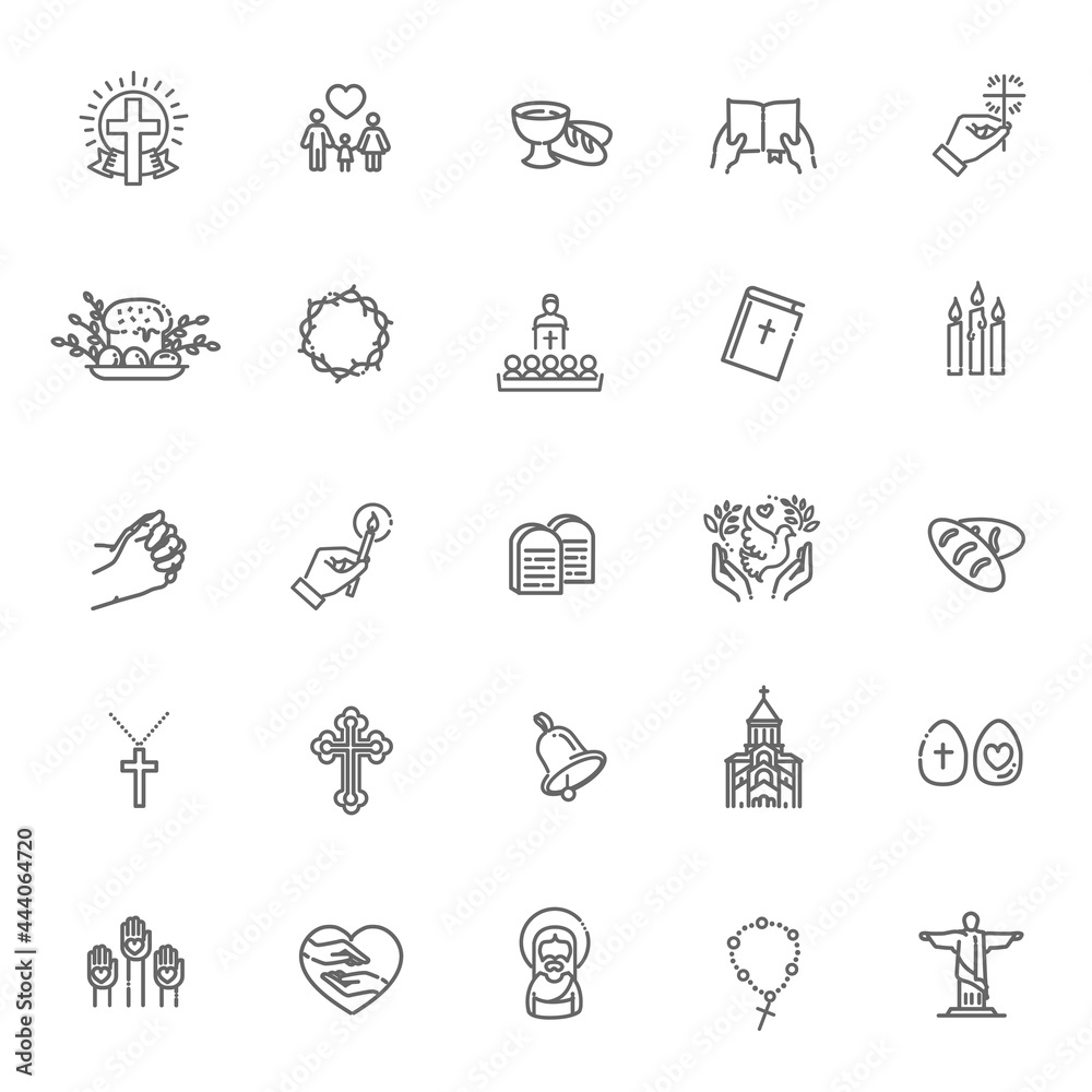 Vector icons set. Christianity vector symbols Stock Vector | Adobe Stock
