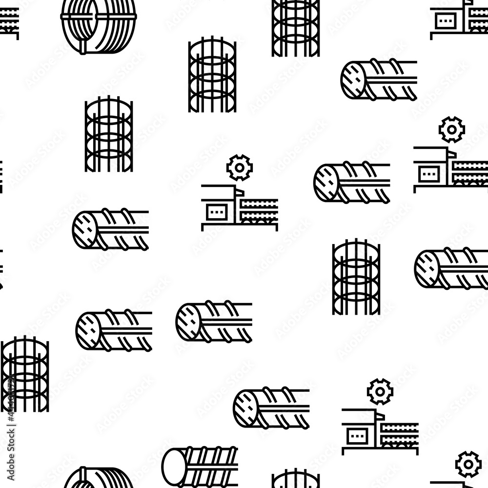 Rebar Construction Vector Seamless Pattern Thin Line Illustration Stock ...
